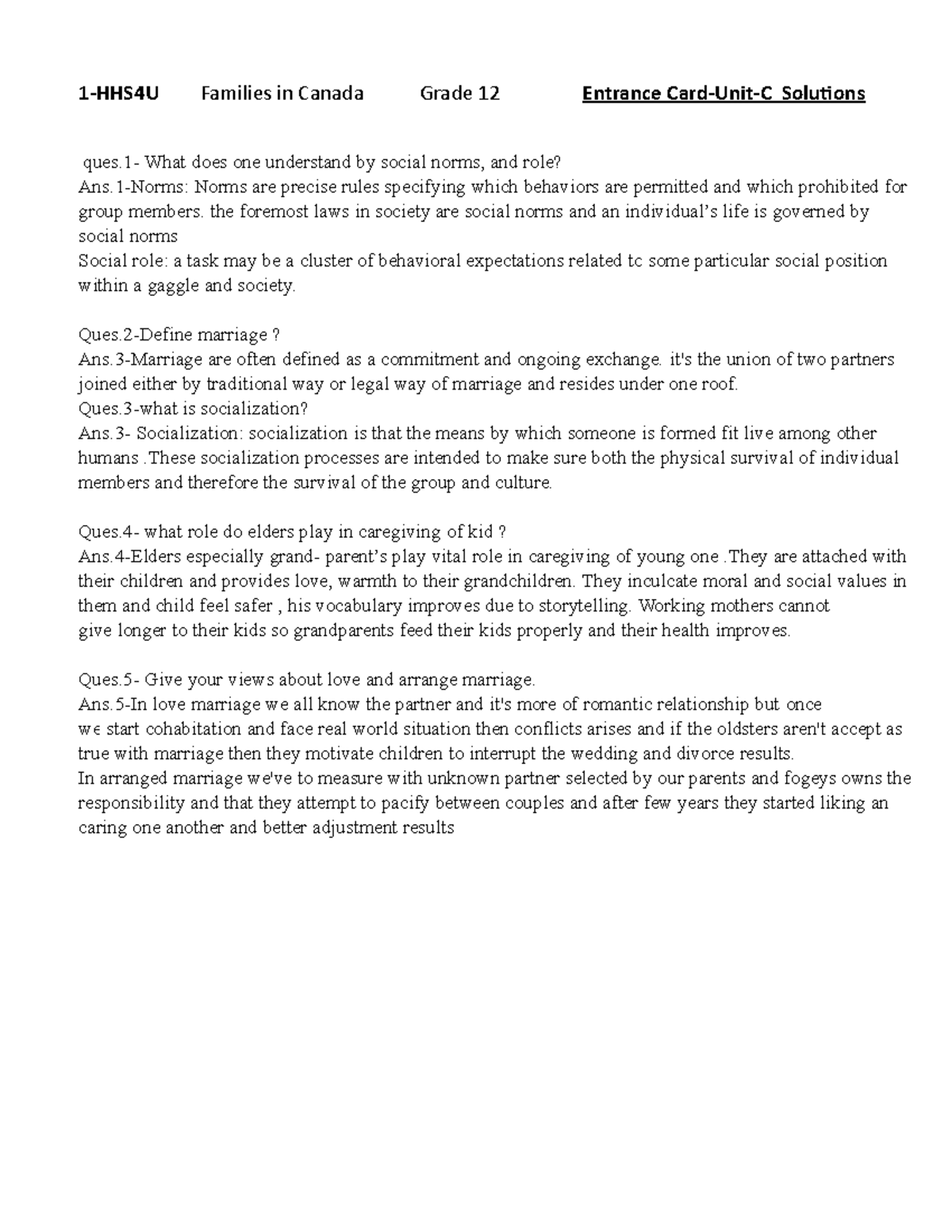 1-Unit-C- Entrance card-Solution - 1-HHS4U Families in Canada Grade 12 ...