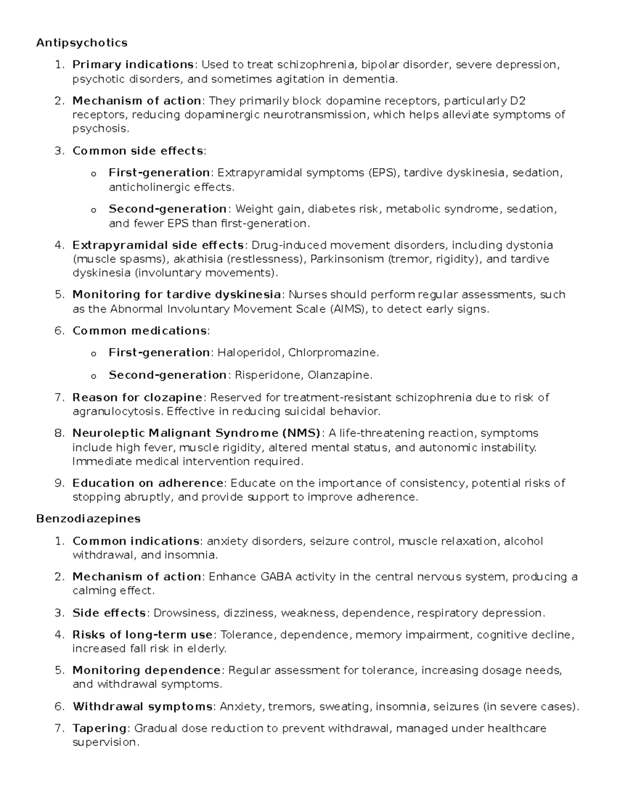 S-Medication Quiz Clinical (2) - Antipsychotics 1. Primary indications ...