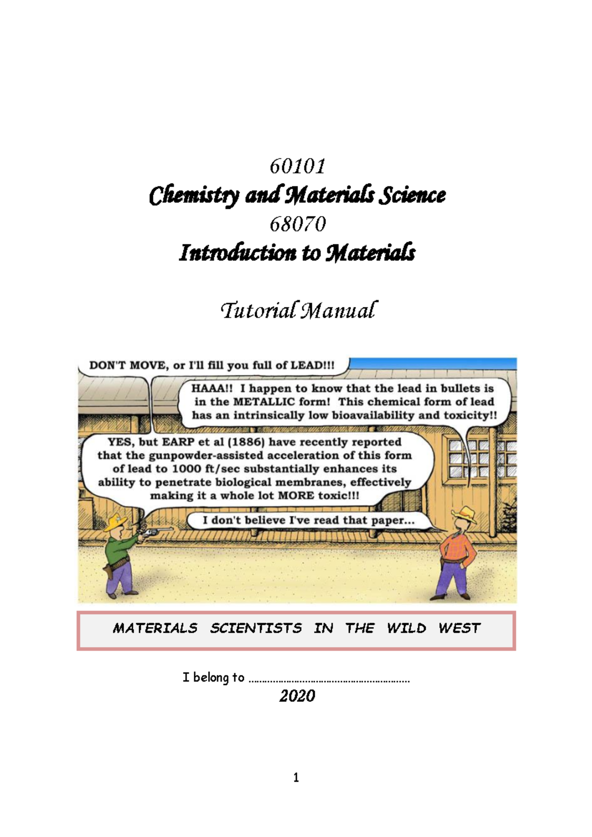 Tute Manual 60101 - 60101 Chemistry and Materials Science 68070 ...