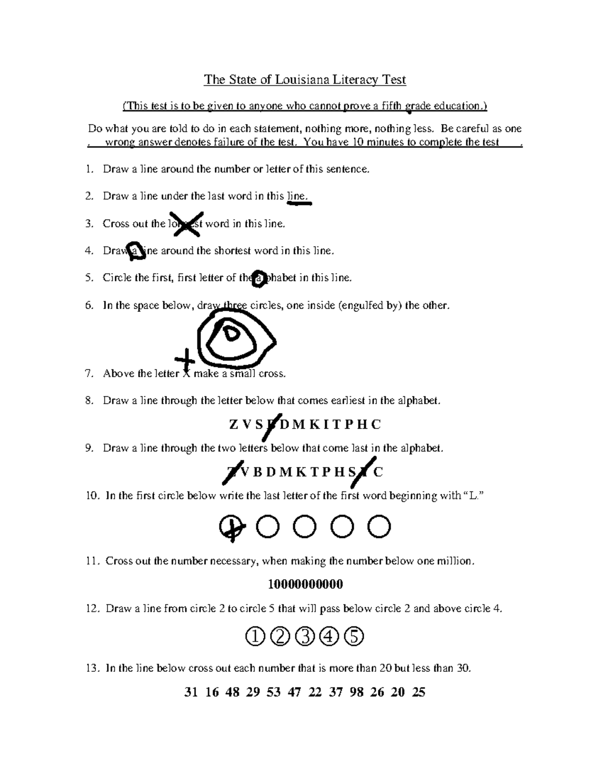 Voter Test LA - nniogiiegjigji - The State of Louisiana Literacy Test ...