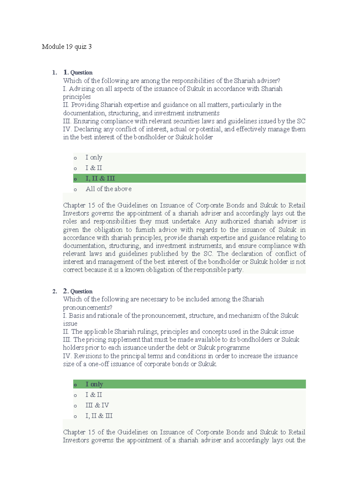 Securities Industry Development Corporation Module 19 15.07.2024 - Module 19 quiz 3 1. 1 ...