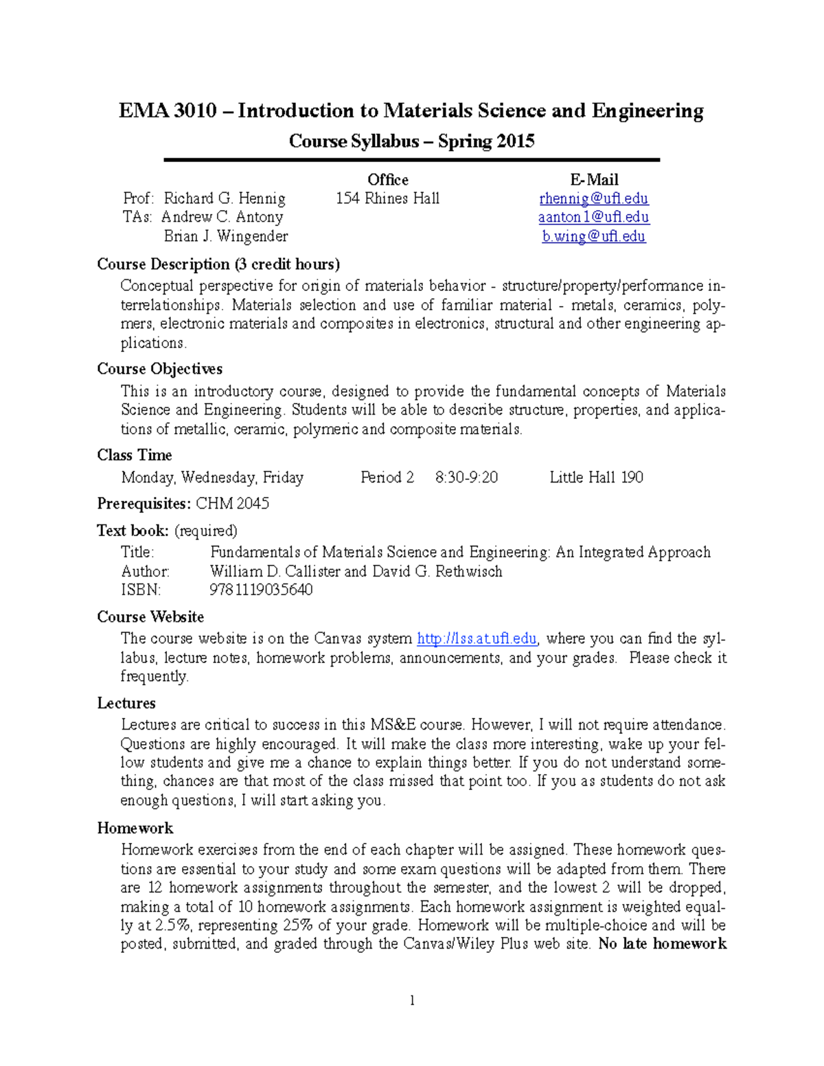 Syllabus-Draft - EMA 3010 – Introduction to Materials Science and ...