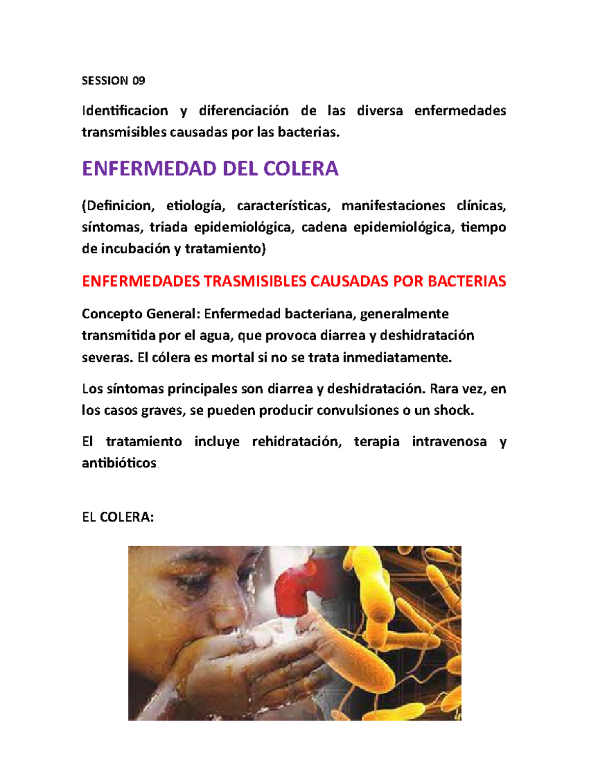 Colera - Bskdhfknwhf - Resumen temario Universidad - SESSION 09 ...