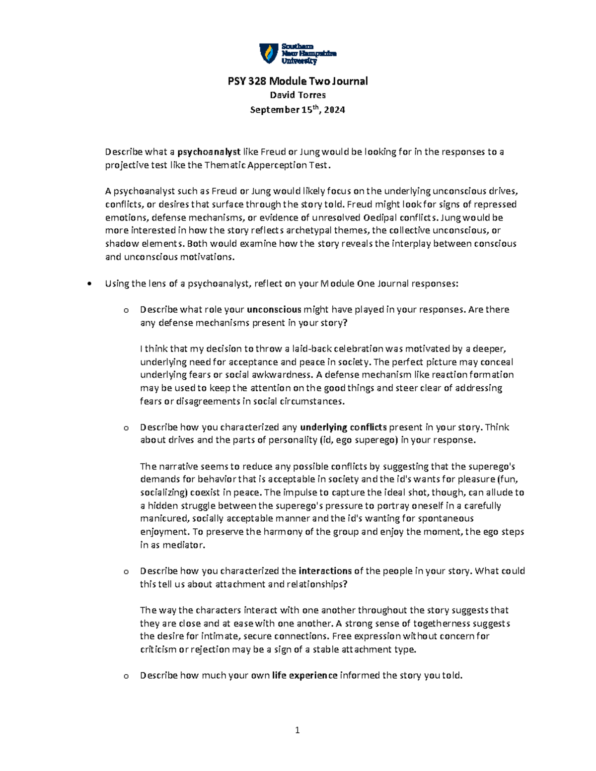 PSY 328 Module Two Journal - 1 PSY 328 Module Two Journal David Torres ...