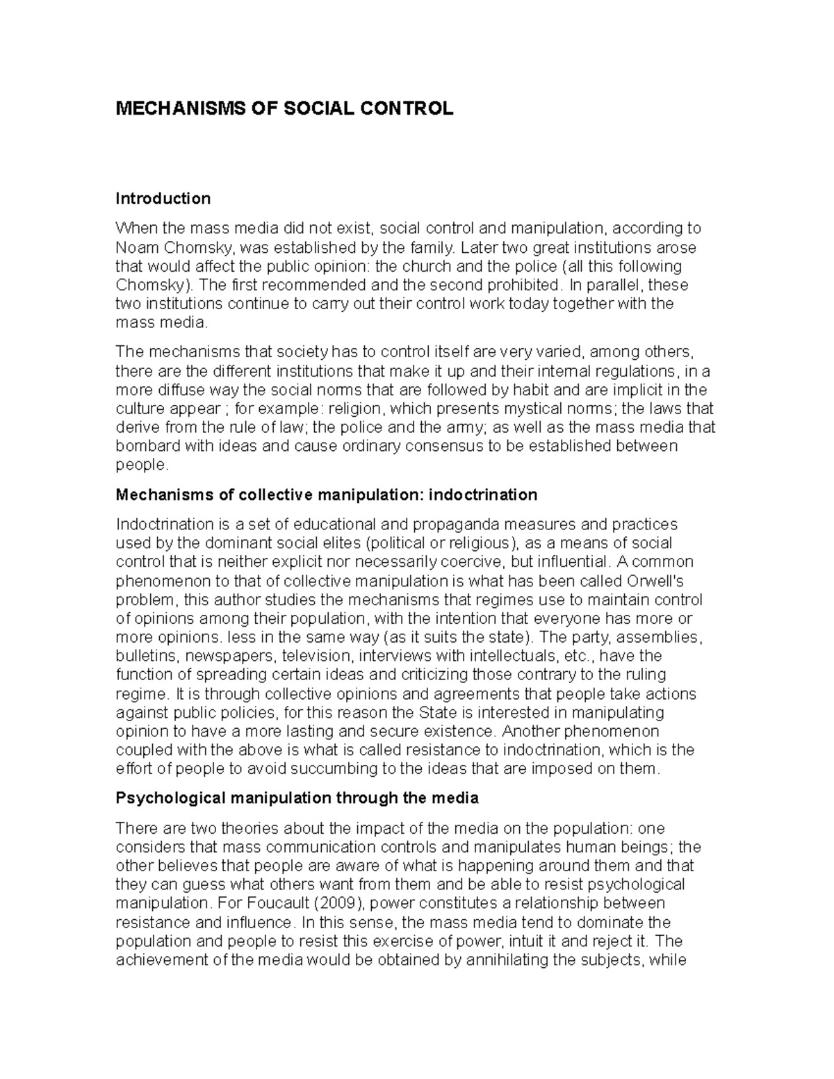 Mechanisms of social control - MECHANISMS OF SOCIAL CONTROL ...