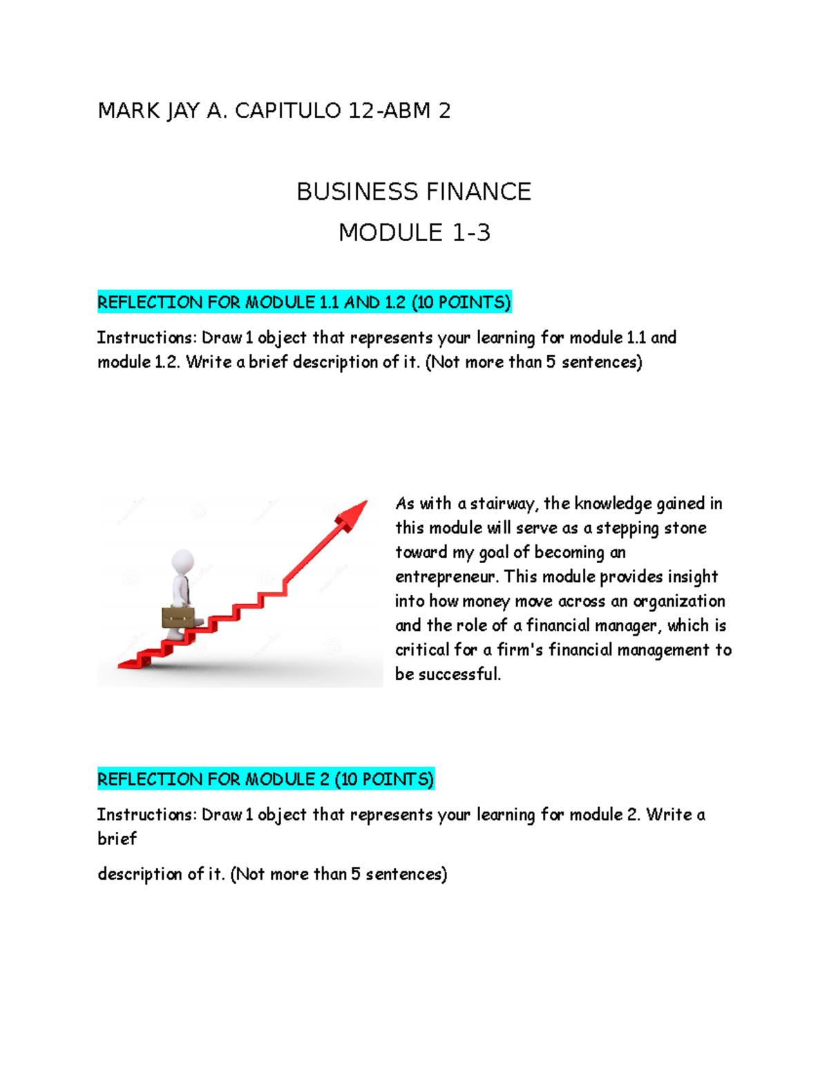 Business Finance ( Module 1-3) MARK JAY A. Capitulo 12-ABM 2 - MARK JAY ...