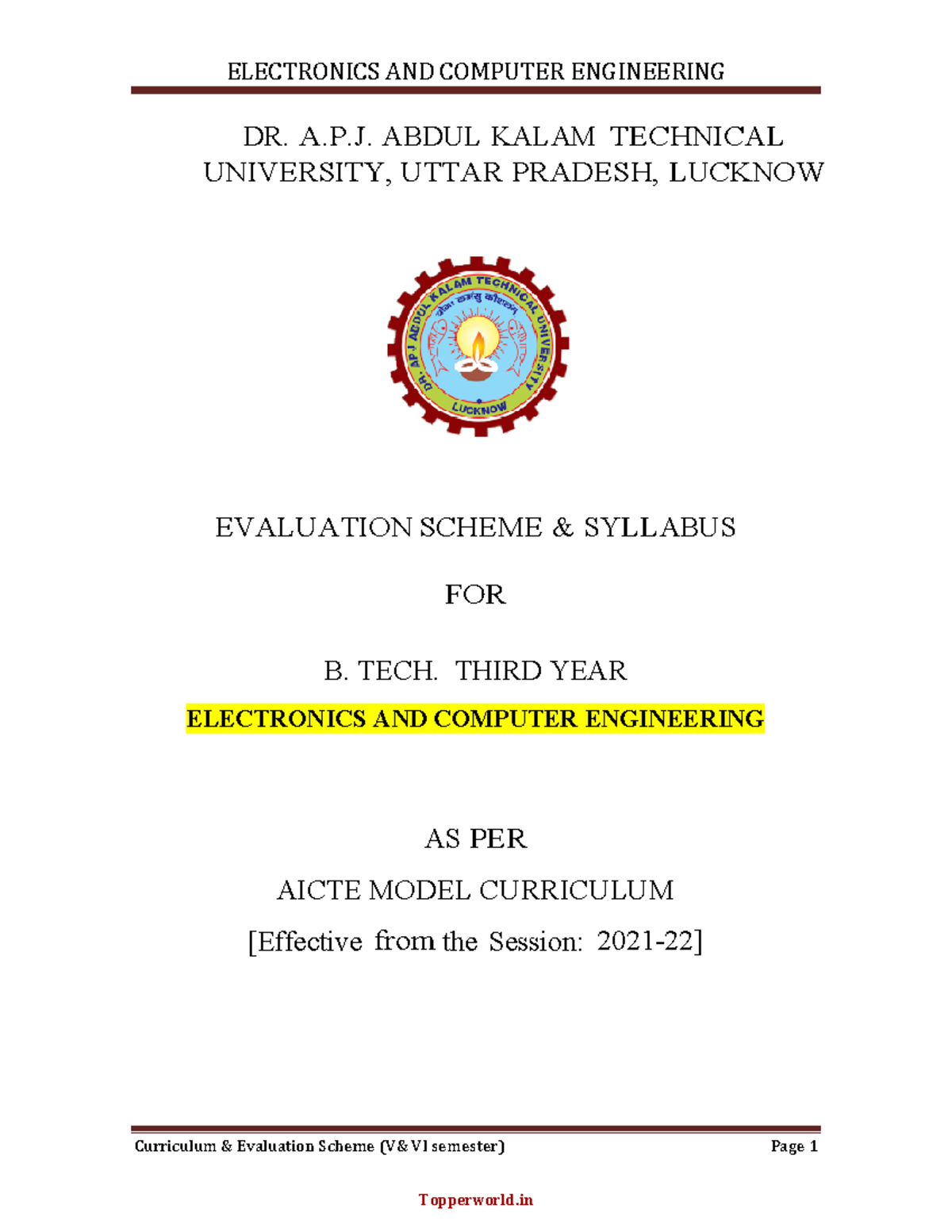 Aktu ECE 3rd yr Syll - Syllabus - ELECTRONICS AND COMPUTER ENGINEERING ...