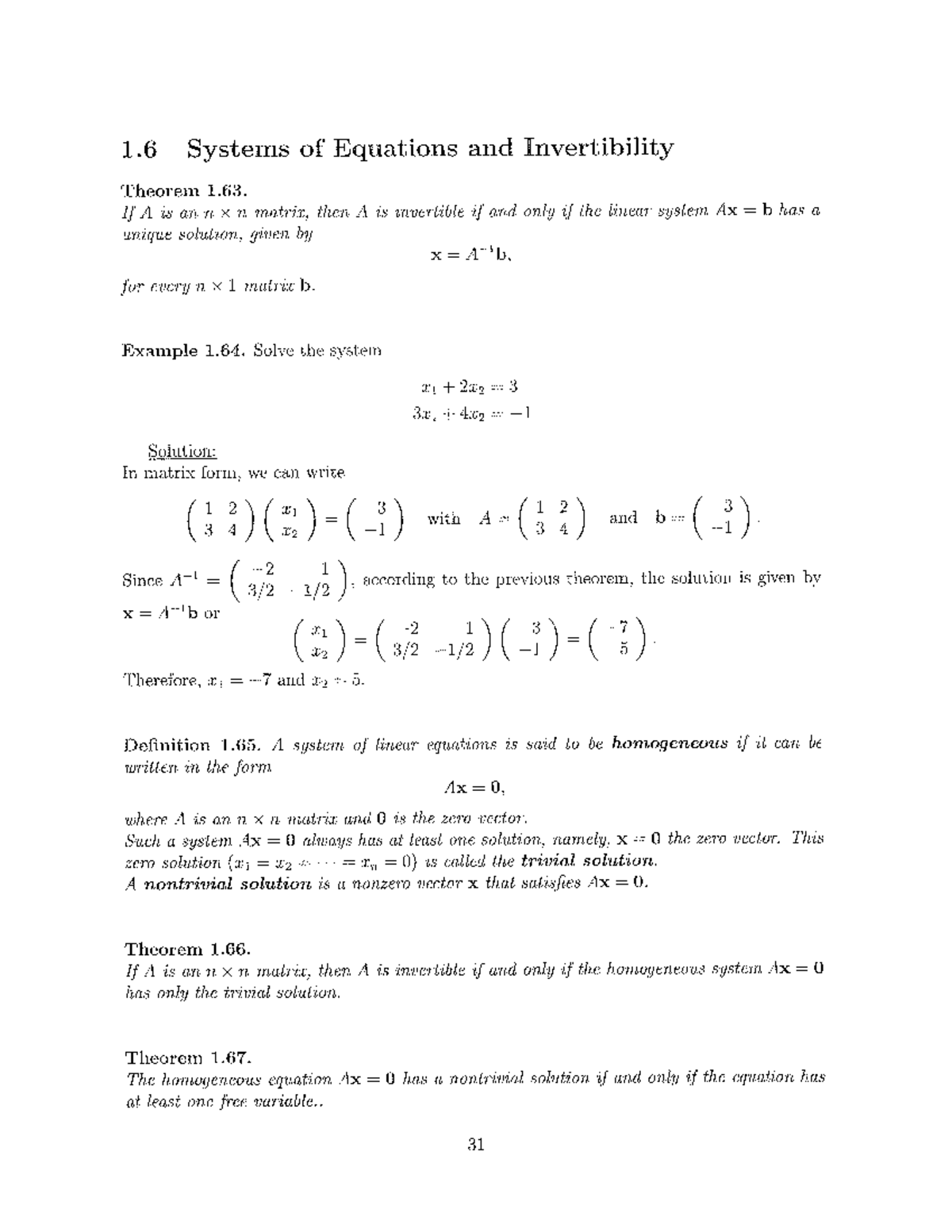Section 1 - Lecture notes 1.6 - 1 Systems of Equations and ...