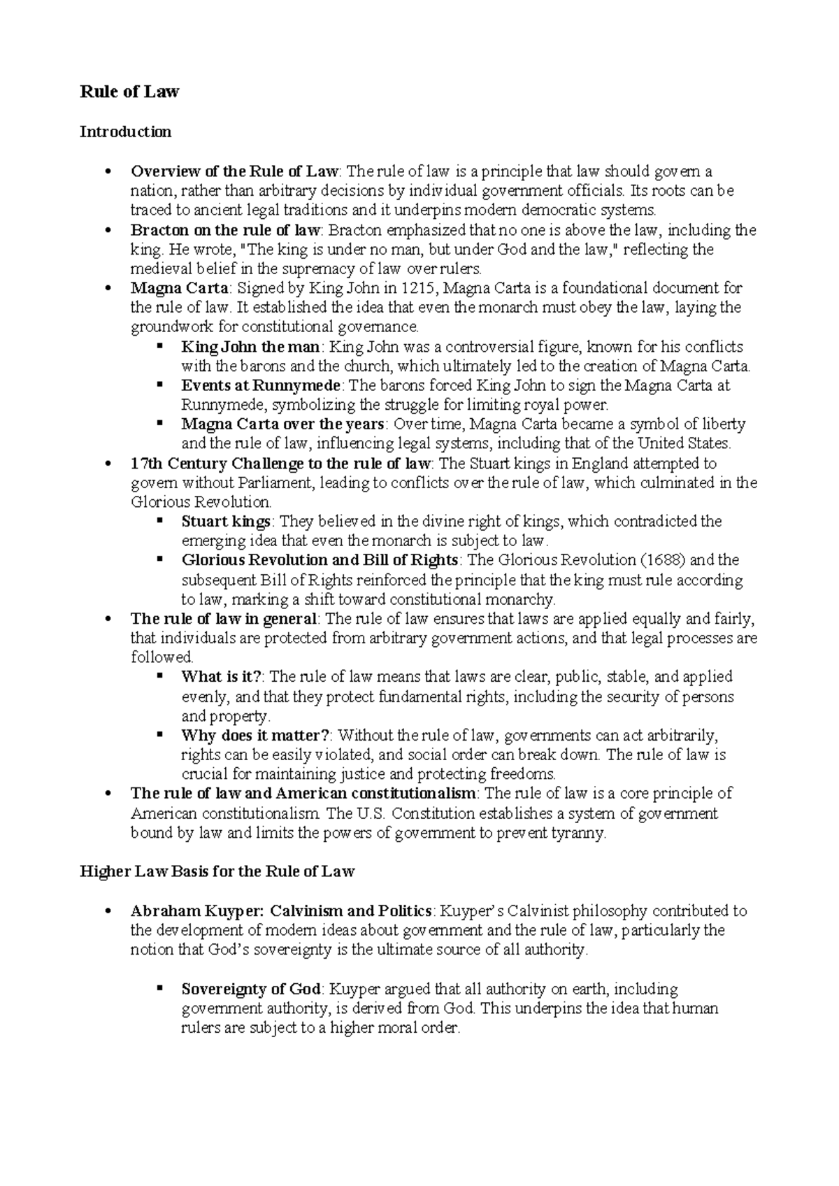 Foundations Quick Outline - Rule of Law Introduction Overview of the ...