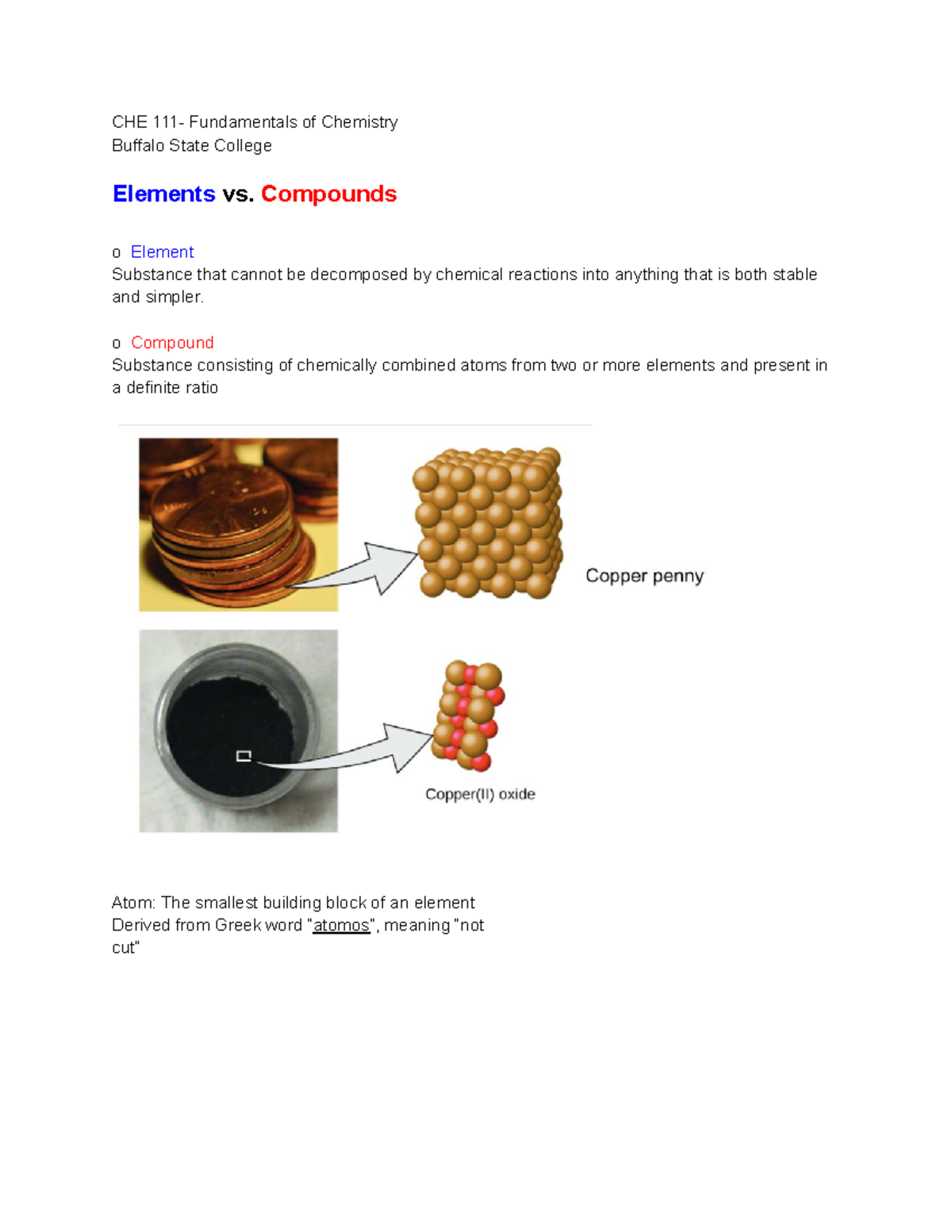 CHE 111 Atoms, Molecules, and Ions - CHE 111- Fundamentals of Chemistry Buffalo State College ...