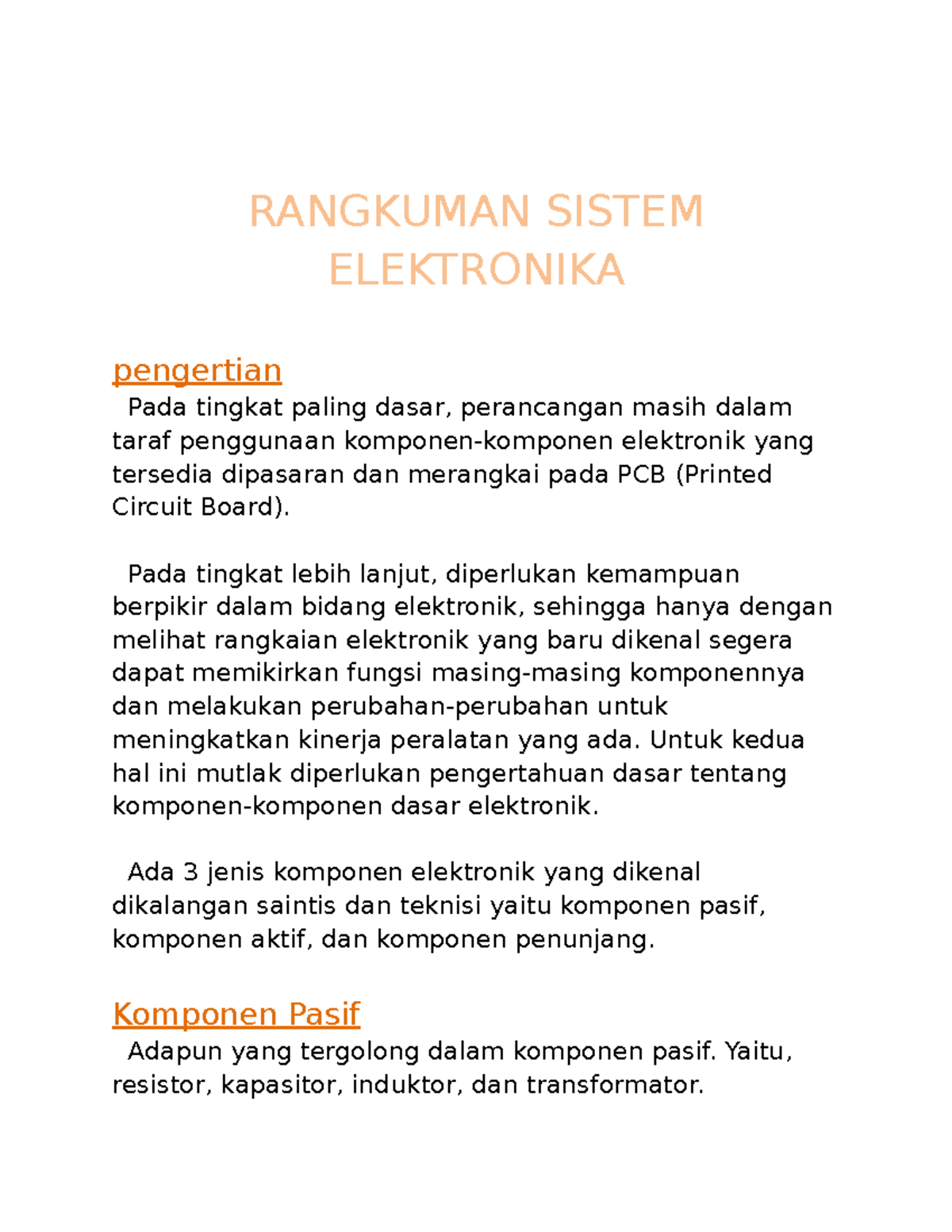 Makalah Rangkuman Sistem Elektronika - RANGKUMAN SISTEM ELEKTRONIKA ...