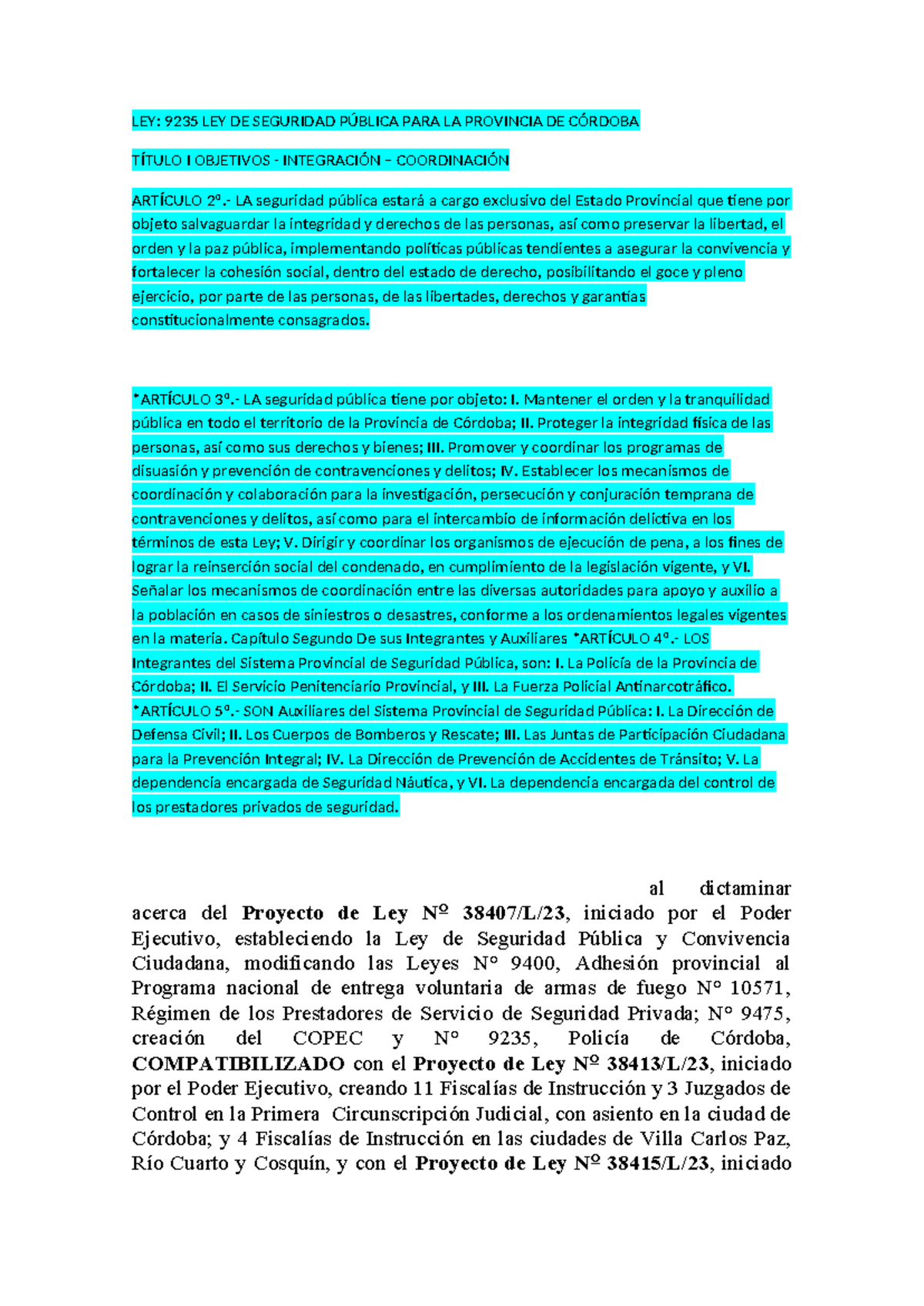 LEY 10954 - x - LEY: 9235 LEY DE SEGURIDAD PÚBLICA PARA LA PROVINCIA DE ...