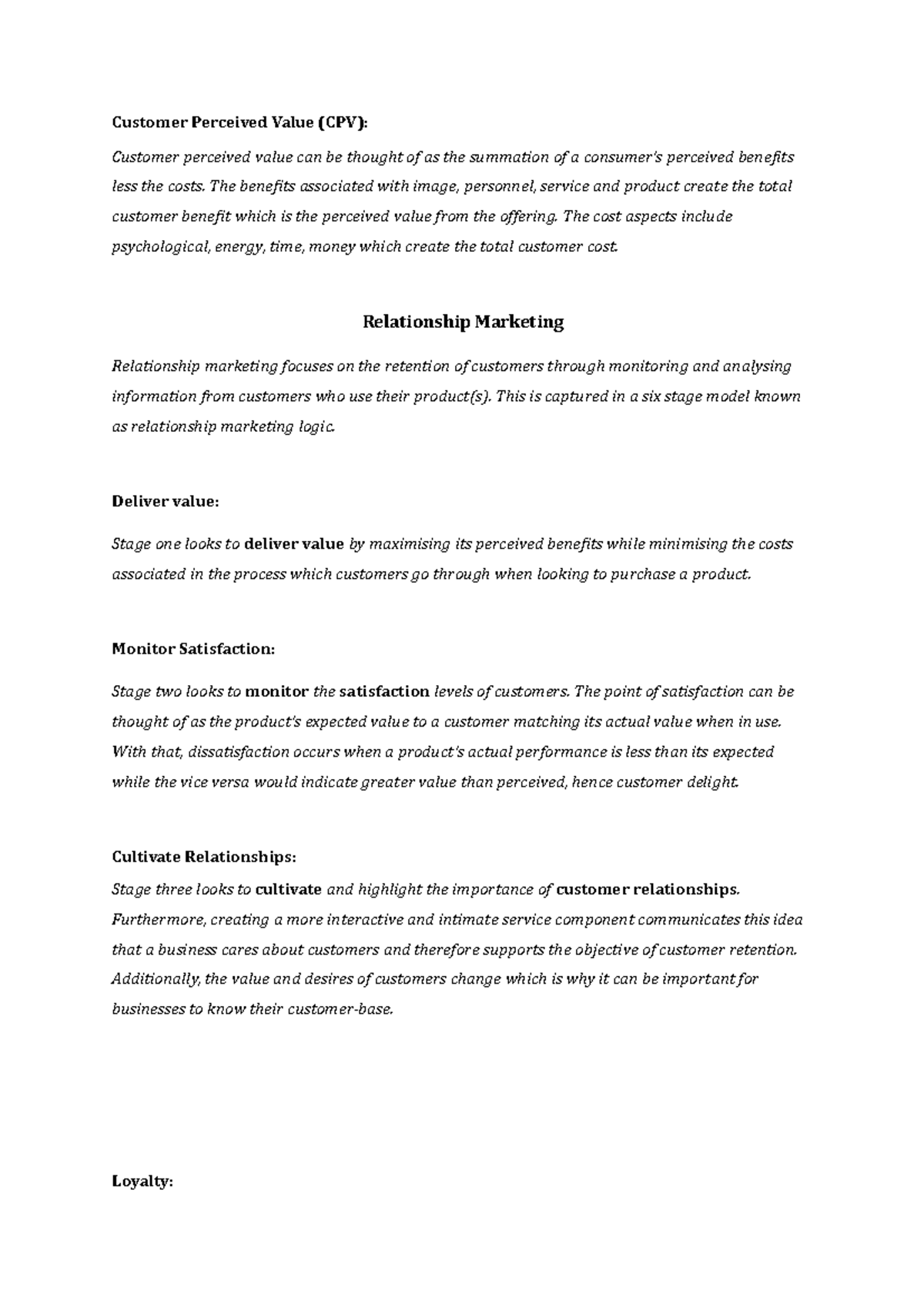 Principles of Marketing - Key Concept notes - Customer Perceived Value ...