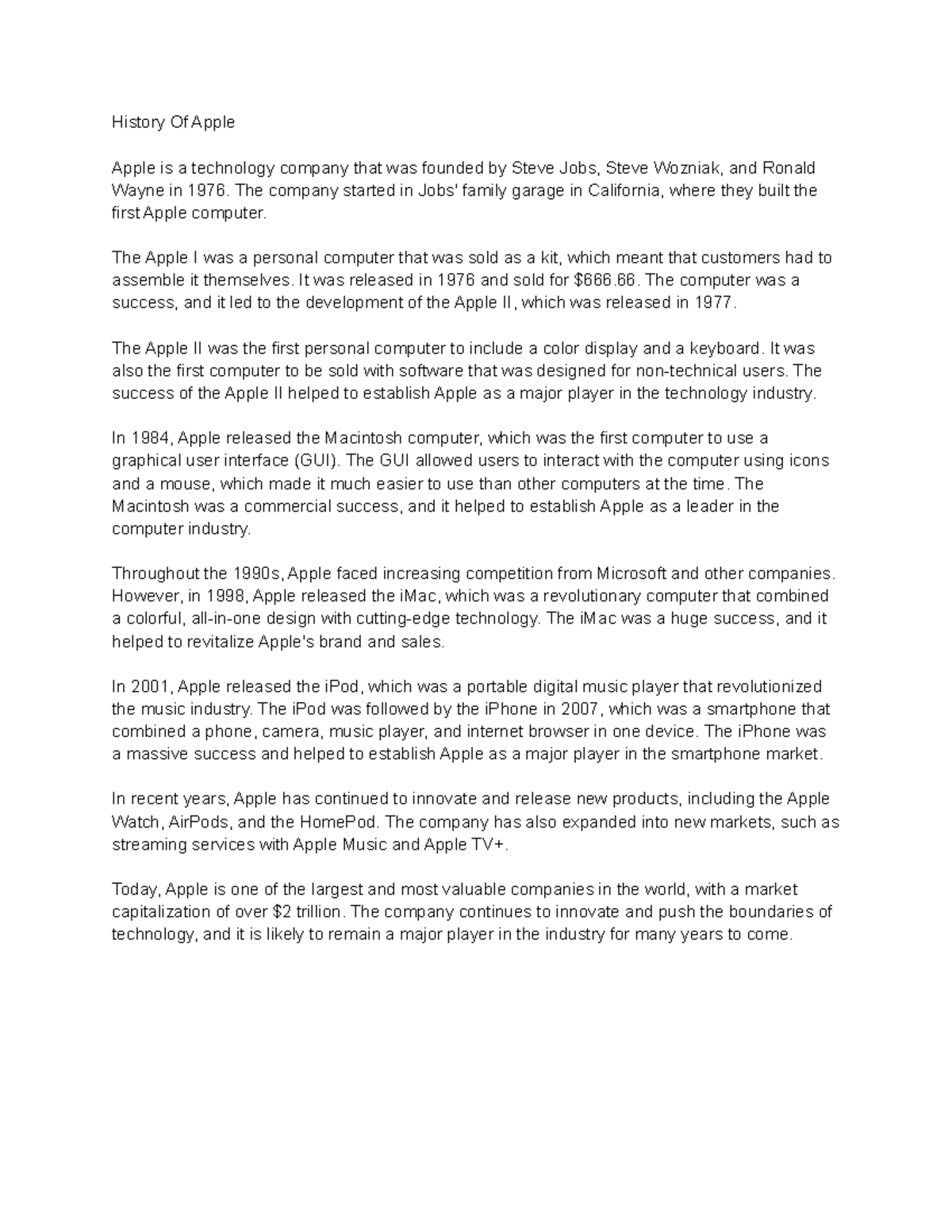 Apple - Cool Facts - History Of Apple Apple is a technology company ...