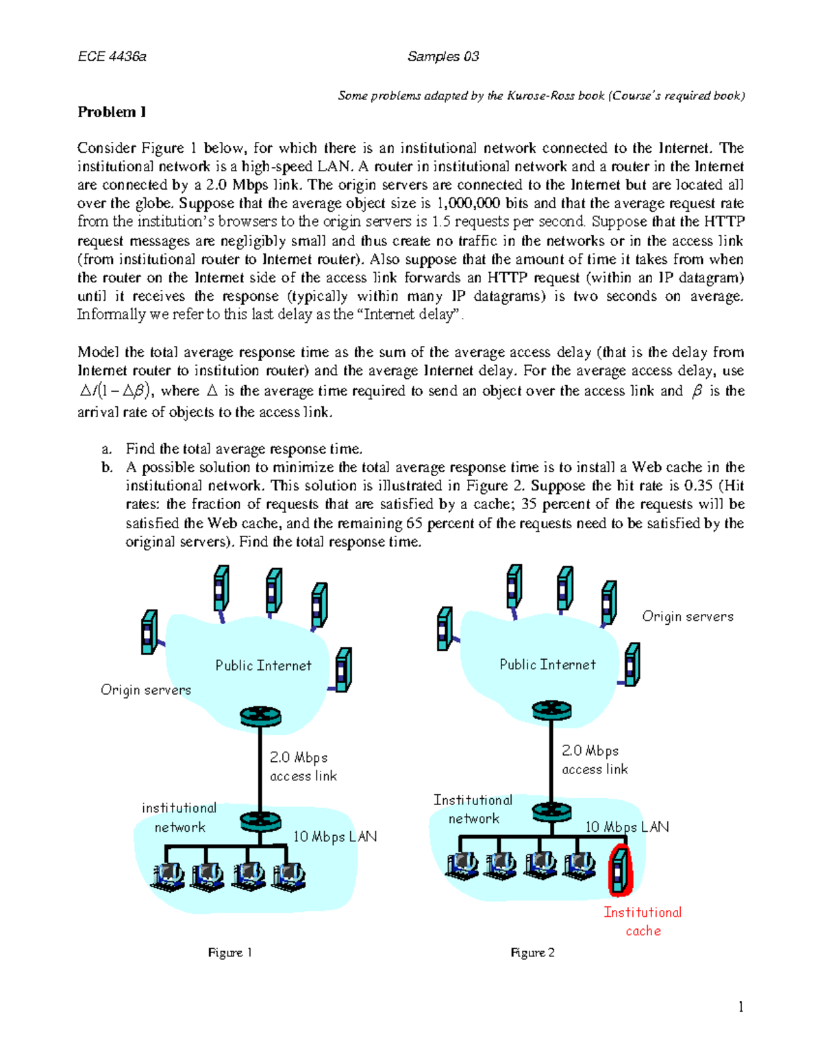 Sample Problems-03 - Problem set for midterm and finals - ECE 4436a Samples 03 1 Some problems ...