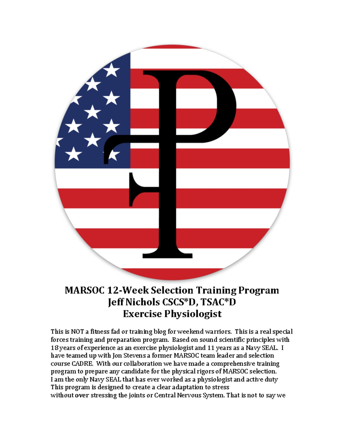 Marsoc Program - MARSOC 12 - Week Selection Training Program Jeff ...