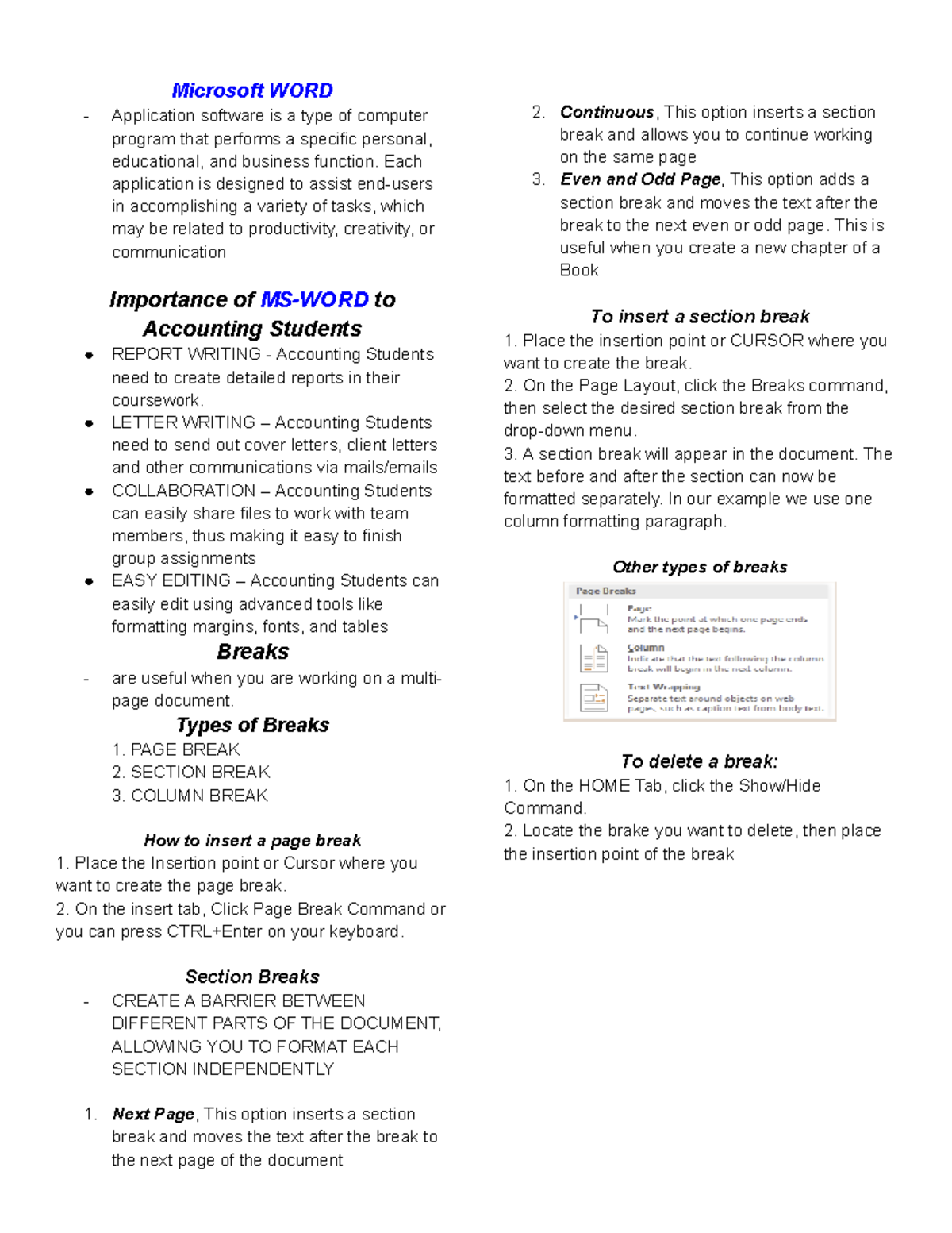 Application Tools for Business - Microsoft WORD - Application software ...