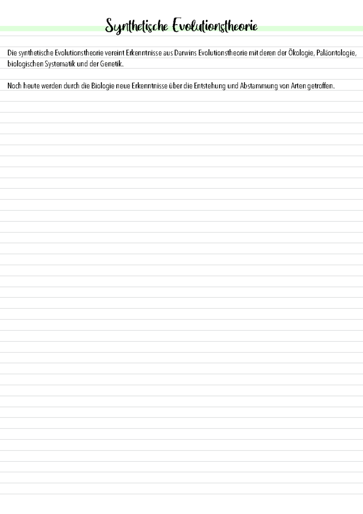 Evolution - ... - Synthetische Evolutionstheorie ####### Die ...