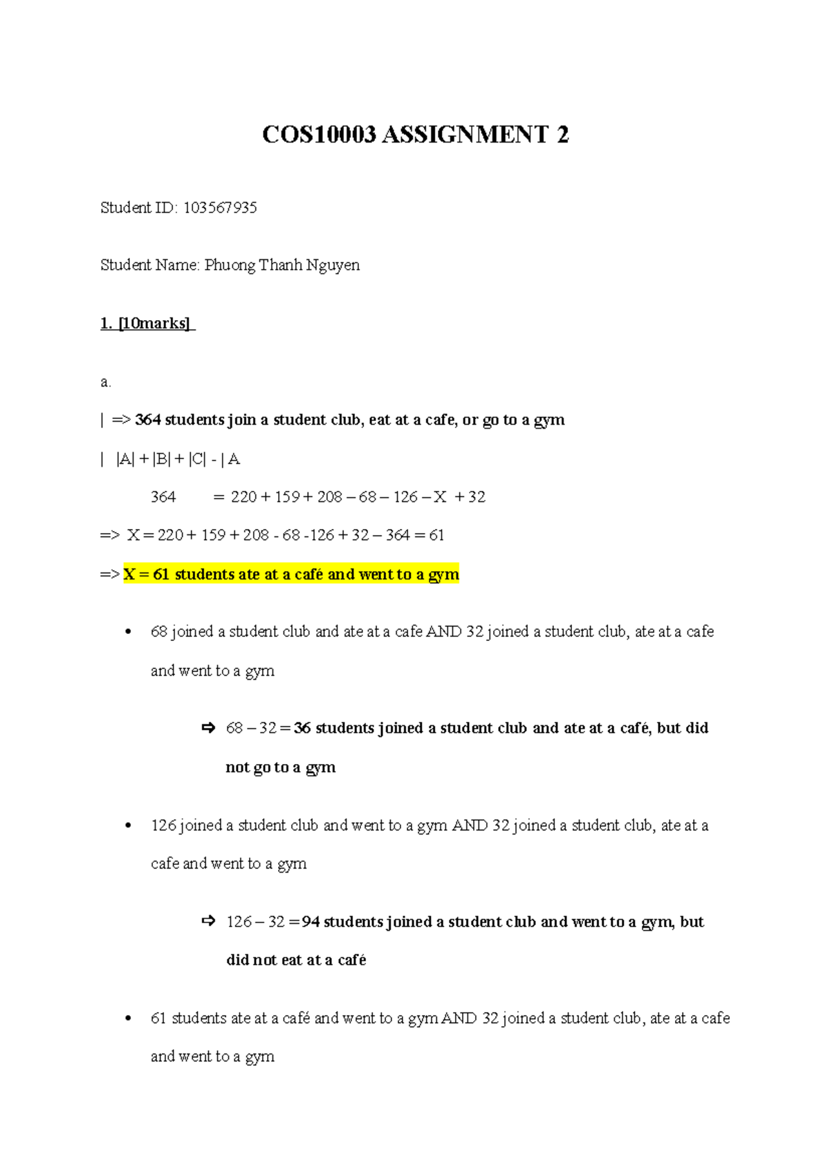 Cos10003 assignment 2 2021-2022 - COS10003 ASSIGNMENT 2 Student ID: 103567935 Student Name ...