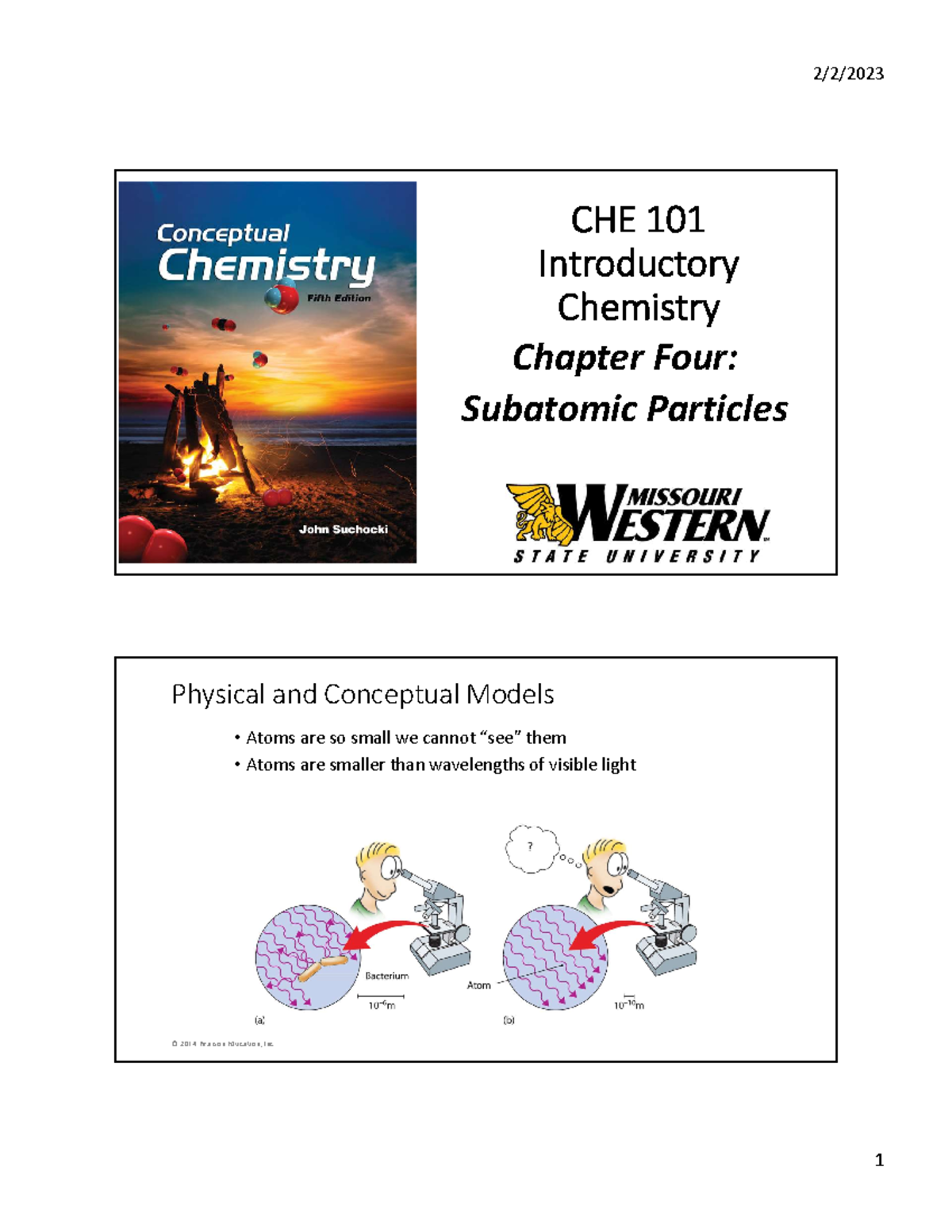 CHE101 CH 04 - Spring 2023 - CHE 101 Introductory Chemistry Chapter Four: Subatomic Particles ...