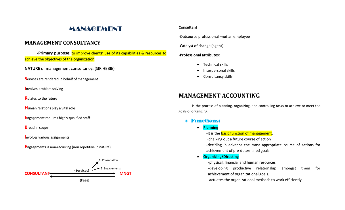 Management Accounting notes - MANAGEMENT MANAGEMENT CONSULTANCY ...