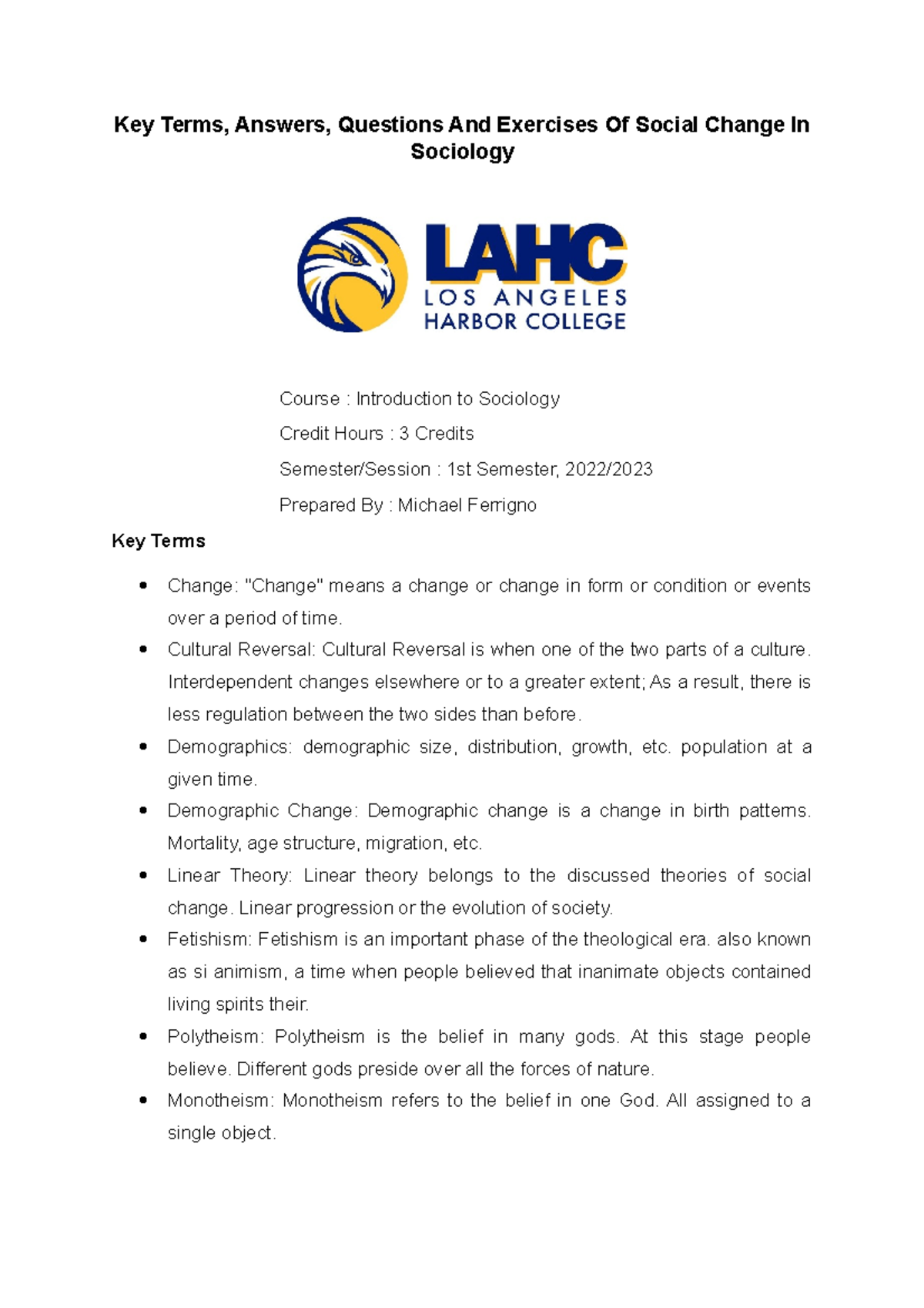 Answers, Questions And Exercises Of Social Change In Sociology ...