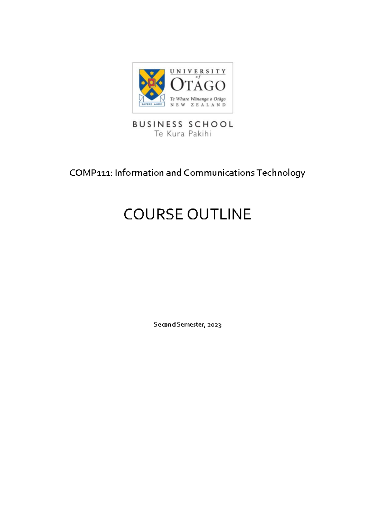 Course Outline - COMP111: Information and Communications Technology ...
