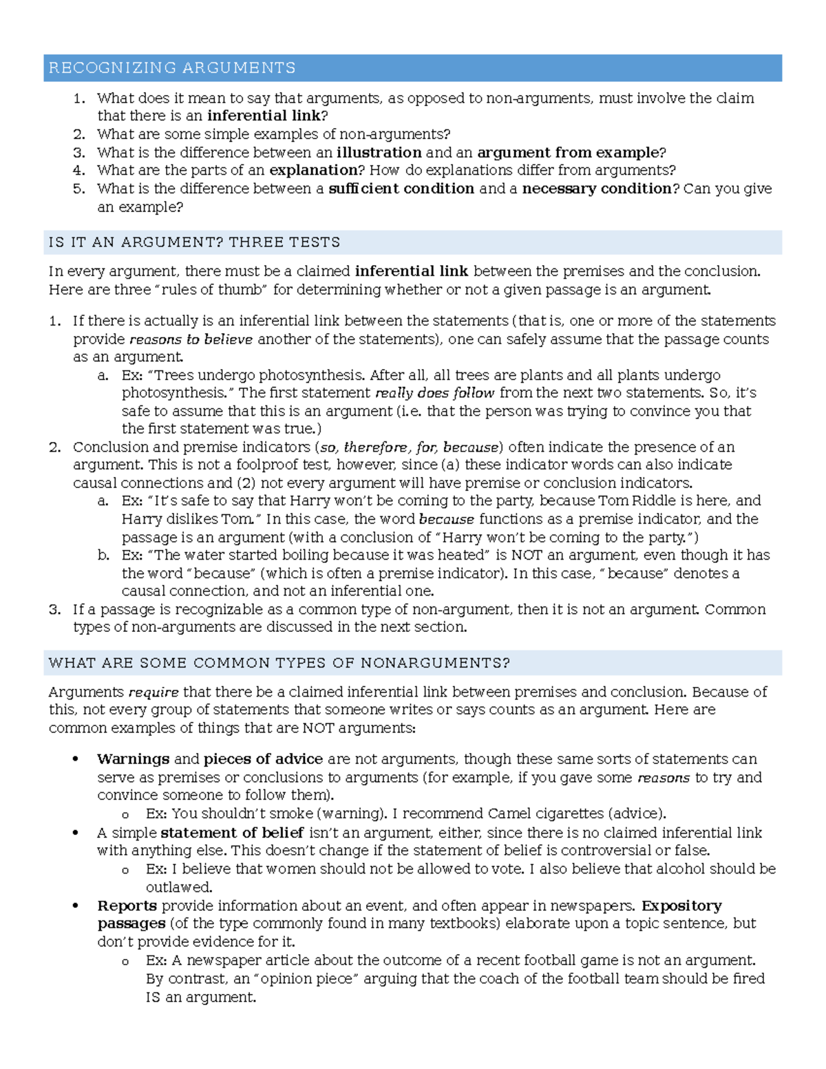 Logic 02 Recognizing Arguments - RECOGNIZING ARGUMENTS What does it mean to say that arguments ...
