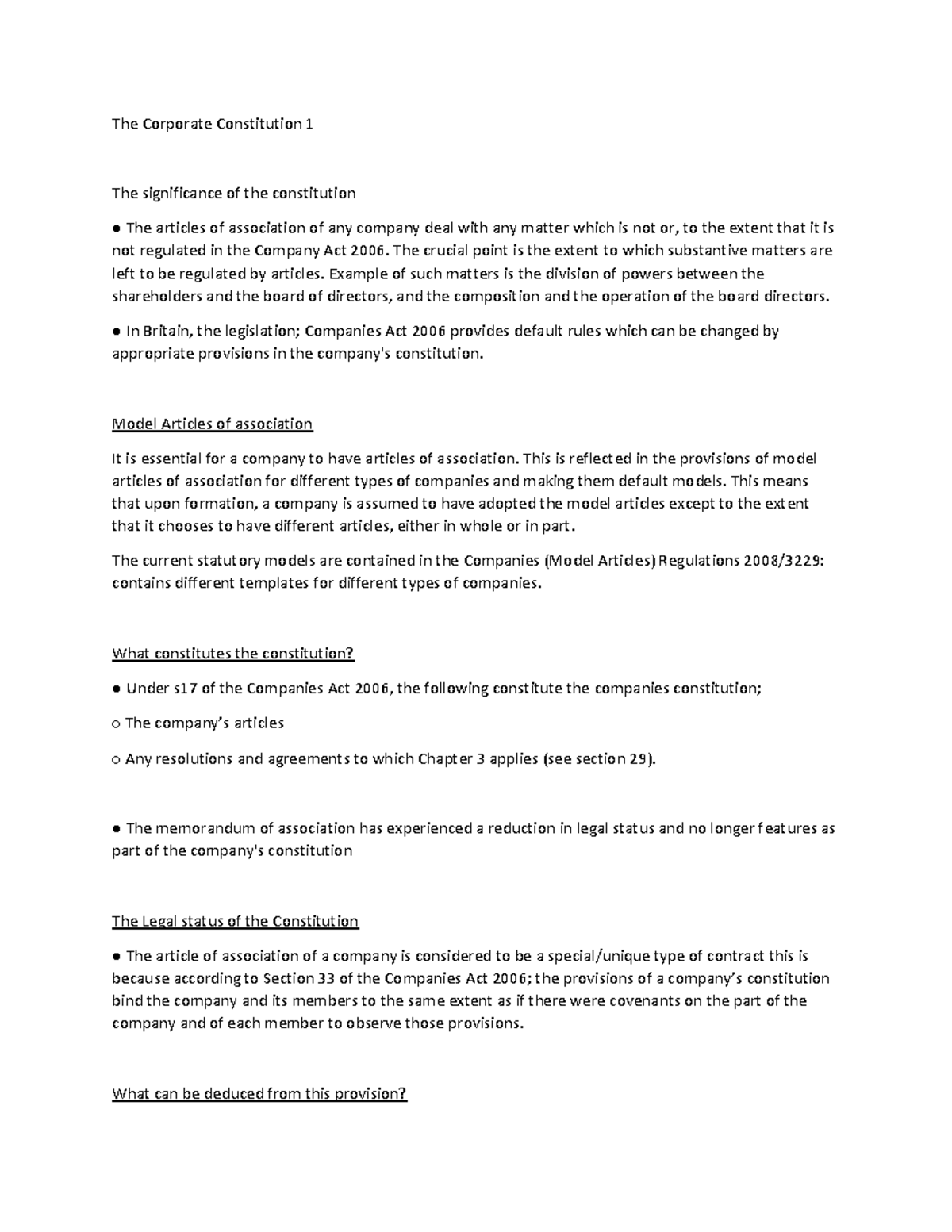The Corporate Constitution 1- Company law - The Corporate Constitution ...