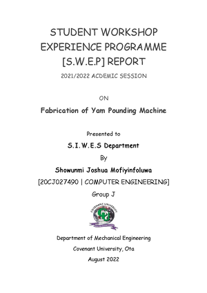 This is SWEP Report MOST Recent - A REPORT ON STUDENT WORK EXPERIENCE ...