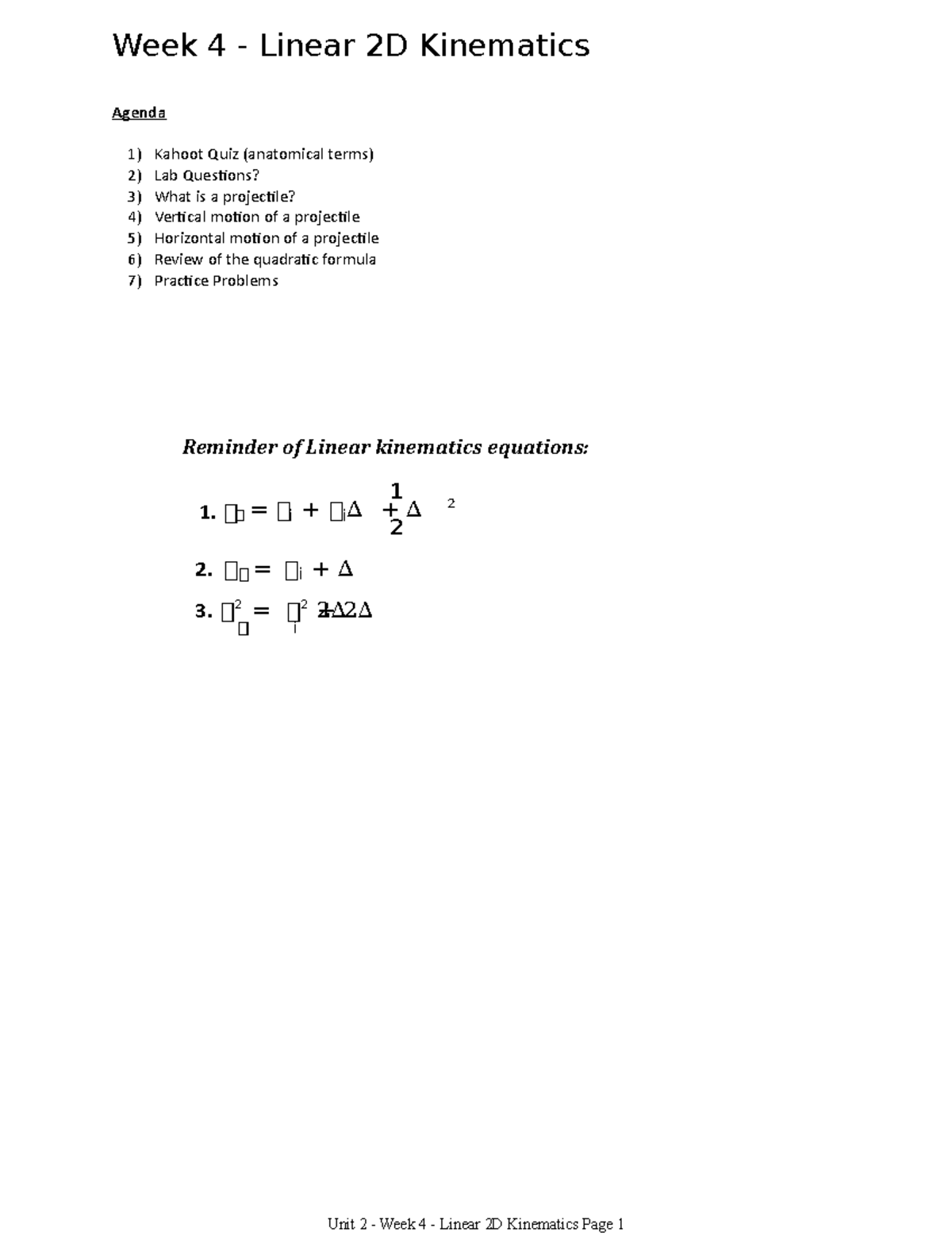 Unit 2 - Week 4 - Linear 2D Kinematics - Week 4 - Linear 2D Kinematics ...