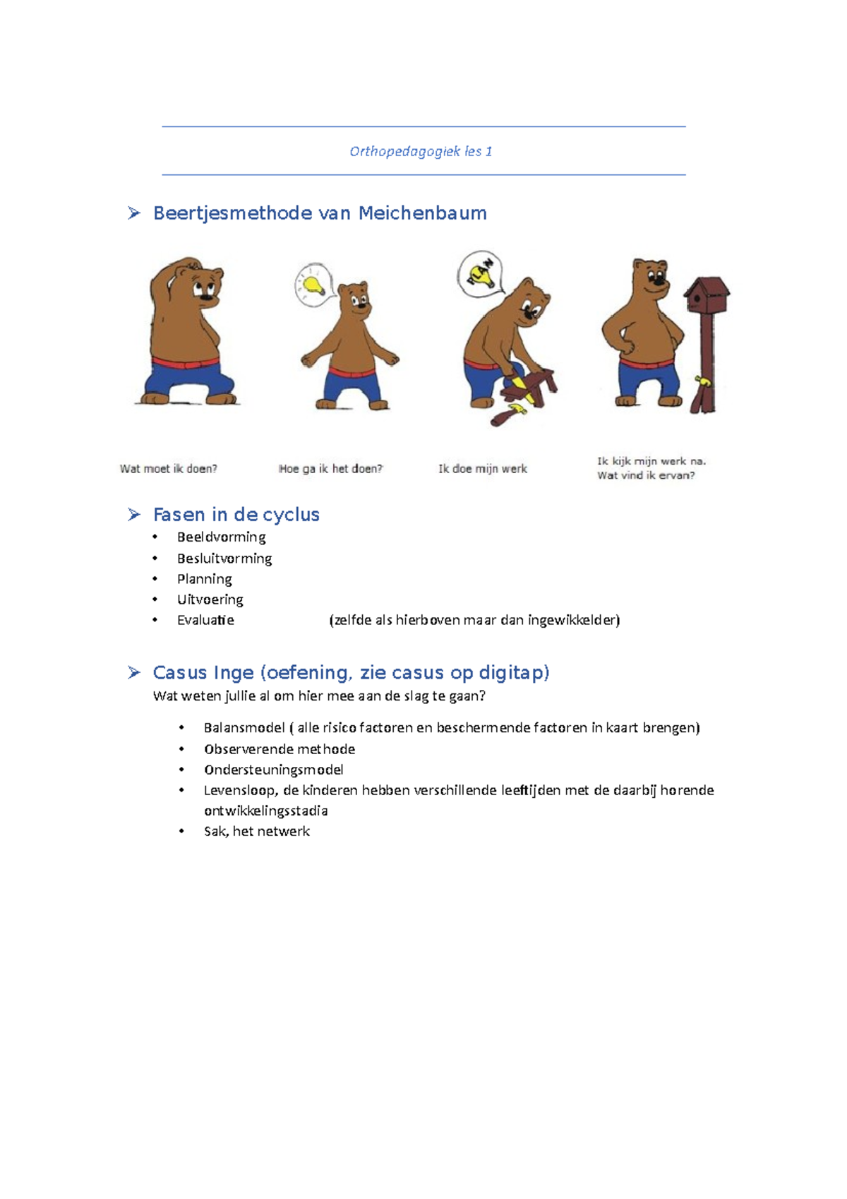 OPK 3 sv - .... - Orthopedagogiek les 1 Beertjesmethode van Meichenbaum ...