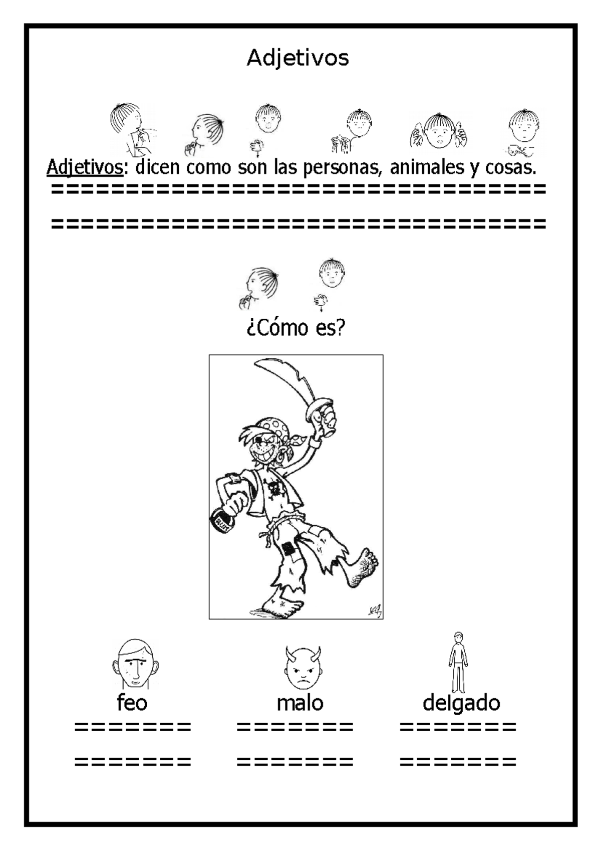 Adjetivos - practicas - Adjetivos: dicen como son las personas ...