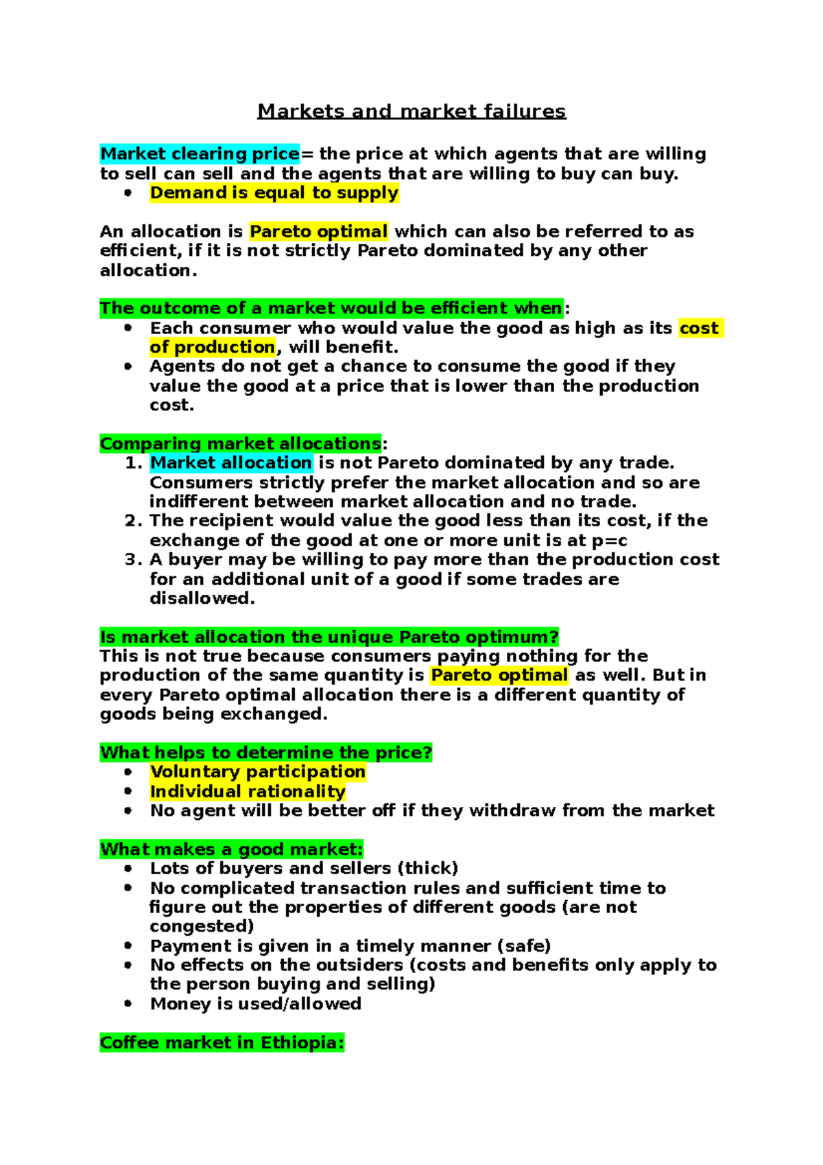 Markets and market failure lecture 11 notes - Markets and market ...
