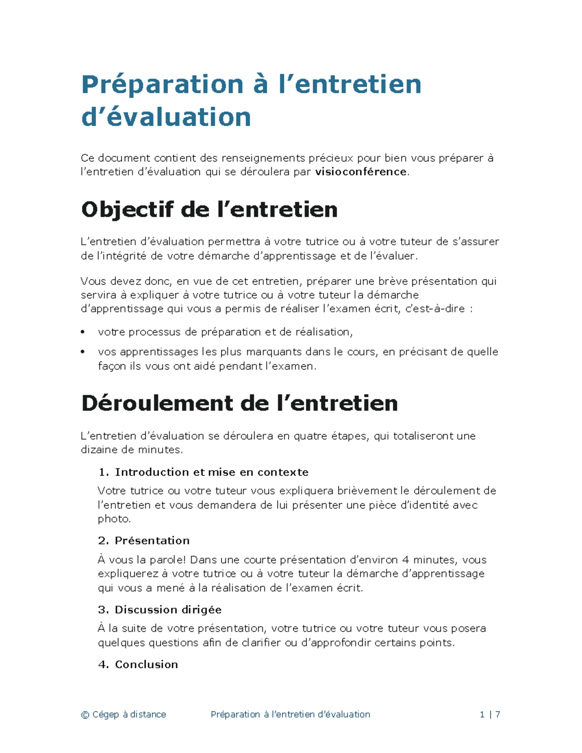 FORM prep entretien eval etudiant - Préparation à l’entretien d ...