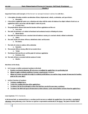 Lab - Chapter 4 Answers - HSS 387 Lab for Chapter 4 (Shoulder Girdle) 1 ...