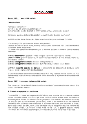 Cours Complet DE Sociologie - INTÉGRAL DU COURS DE SOCIOLOGIE DES ...