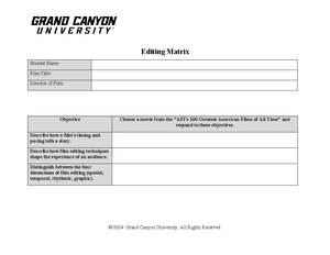 DFP 101 RS Editing Matrix - Editing Matrix Student Name: Aaron Rivera Film Title: Raging Bull ...
