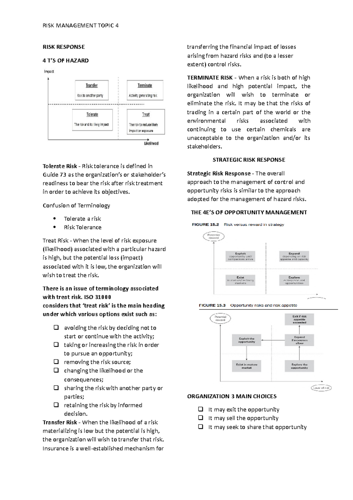 Riskman Topic 4 - reviewers for risk management, intended for 4th year ...