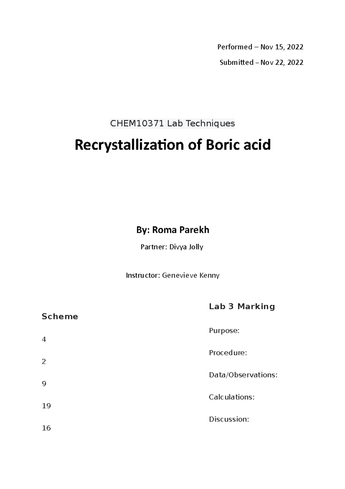 Recrystallization of Boric Acid Lab Techniques - Studocu