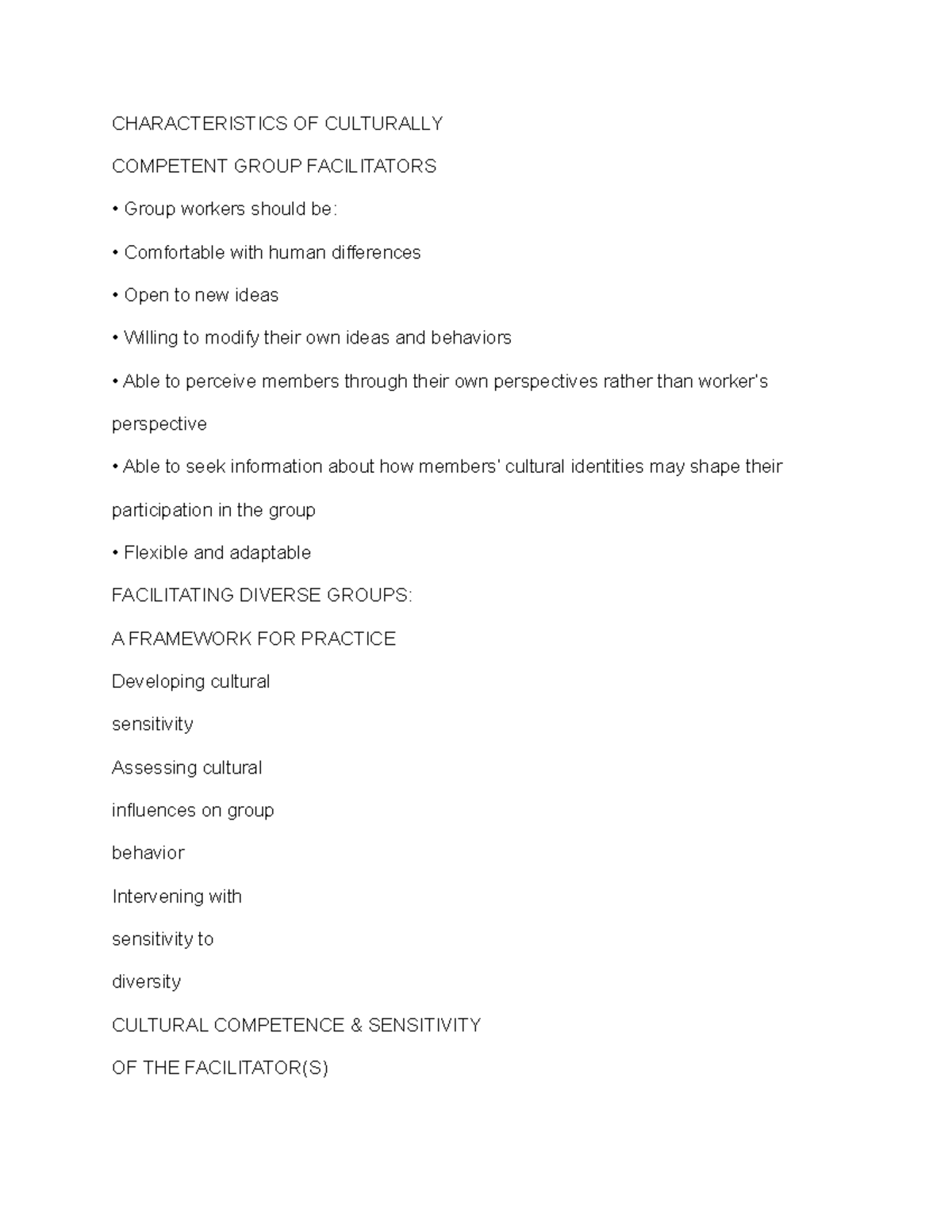 Characteristics OF Culturally - CHARACTERISTICS OF CULTURALLY COMPETENT ...
