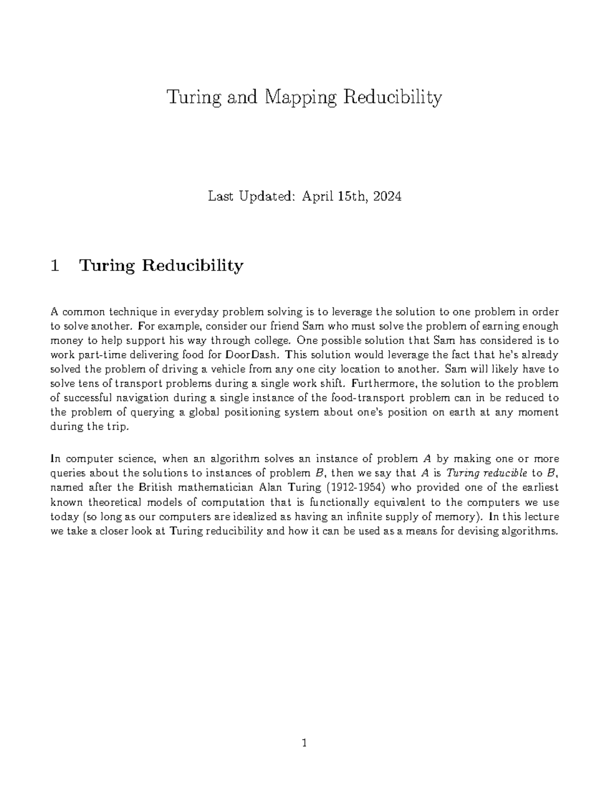 Map-reduce-Annotated - Turing and Mapping Reducibility Last Updated: April 15th, 2024 1 Turing ...
