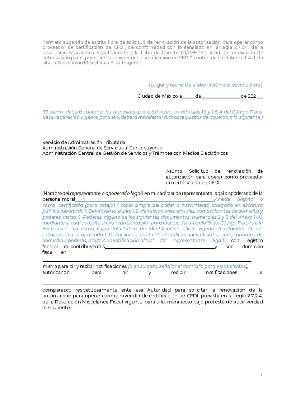 Formato sugerido de escrito libre sol ren autoriza Pccfdi - Formato ...