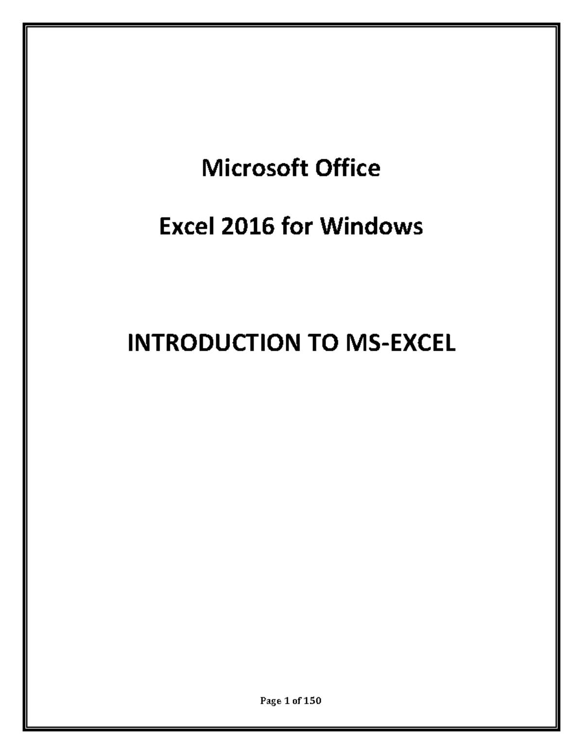 Microsoft Excel Complete Notes - Microsoft Office Excel 2016 for ...