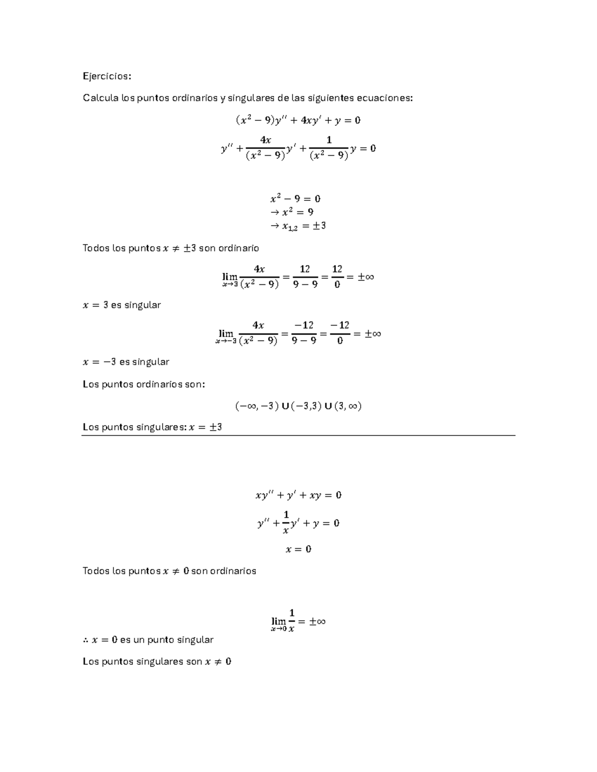 S11 Act Puntos ordinarios y singulares resuelto - Ejercicios: Calcula los puntos ordinarios y ...