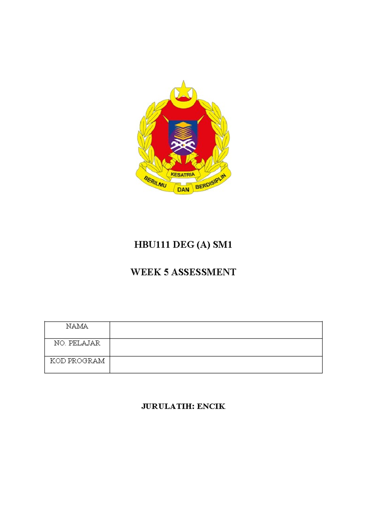 Cover PAGE HBU111 DEG (A) SM1 - kesatria negara 1 - HBU111 DEG (A) SM ...