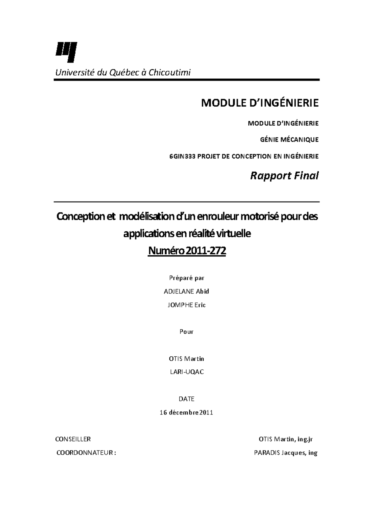 Rap Final 2011-272 - Mmmmm - Université du Québec à Chicoutimi MODULE D ...
