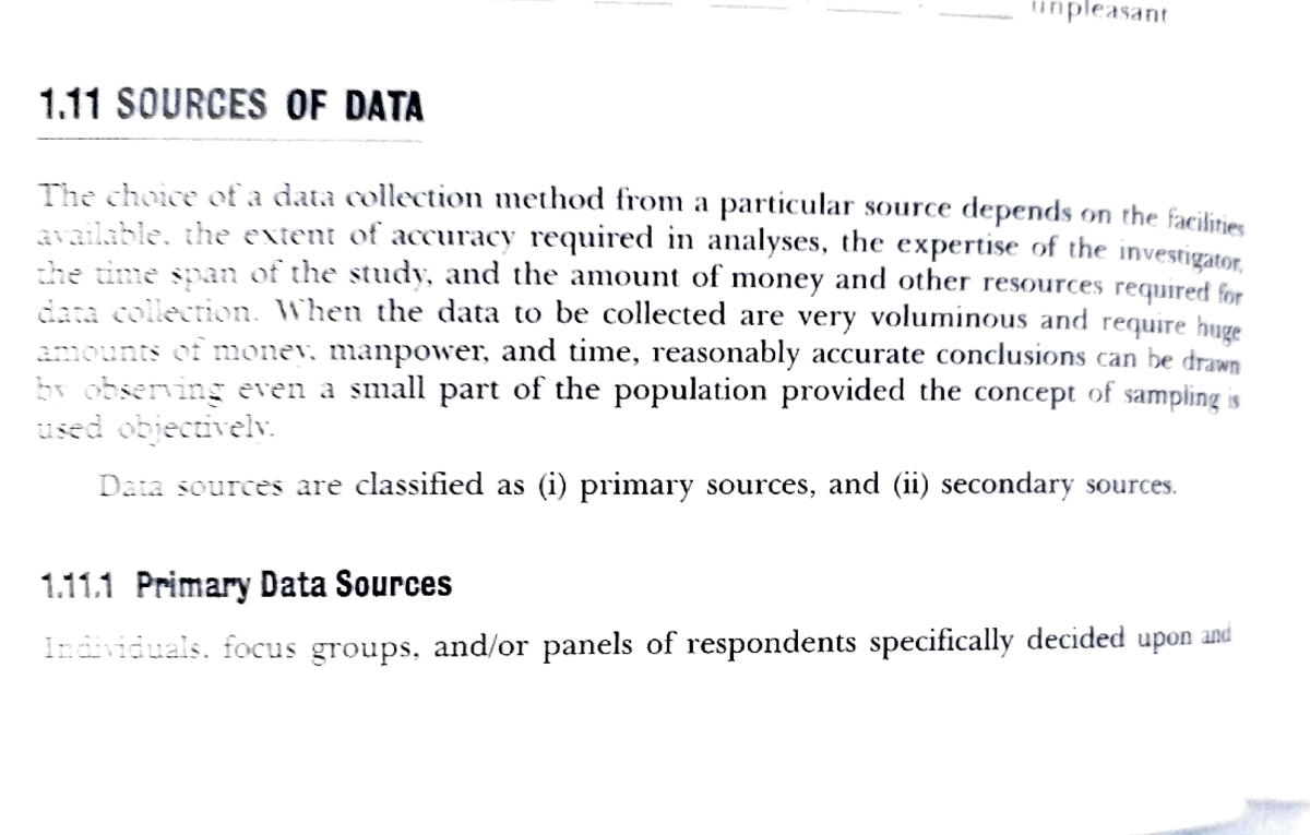 Sample survey, primary and secondary data - npleasant 1 SOURCES OF DATA ...