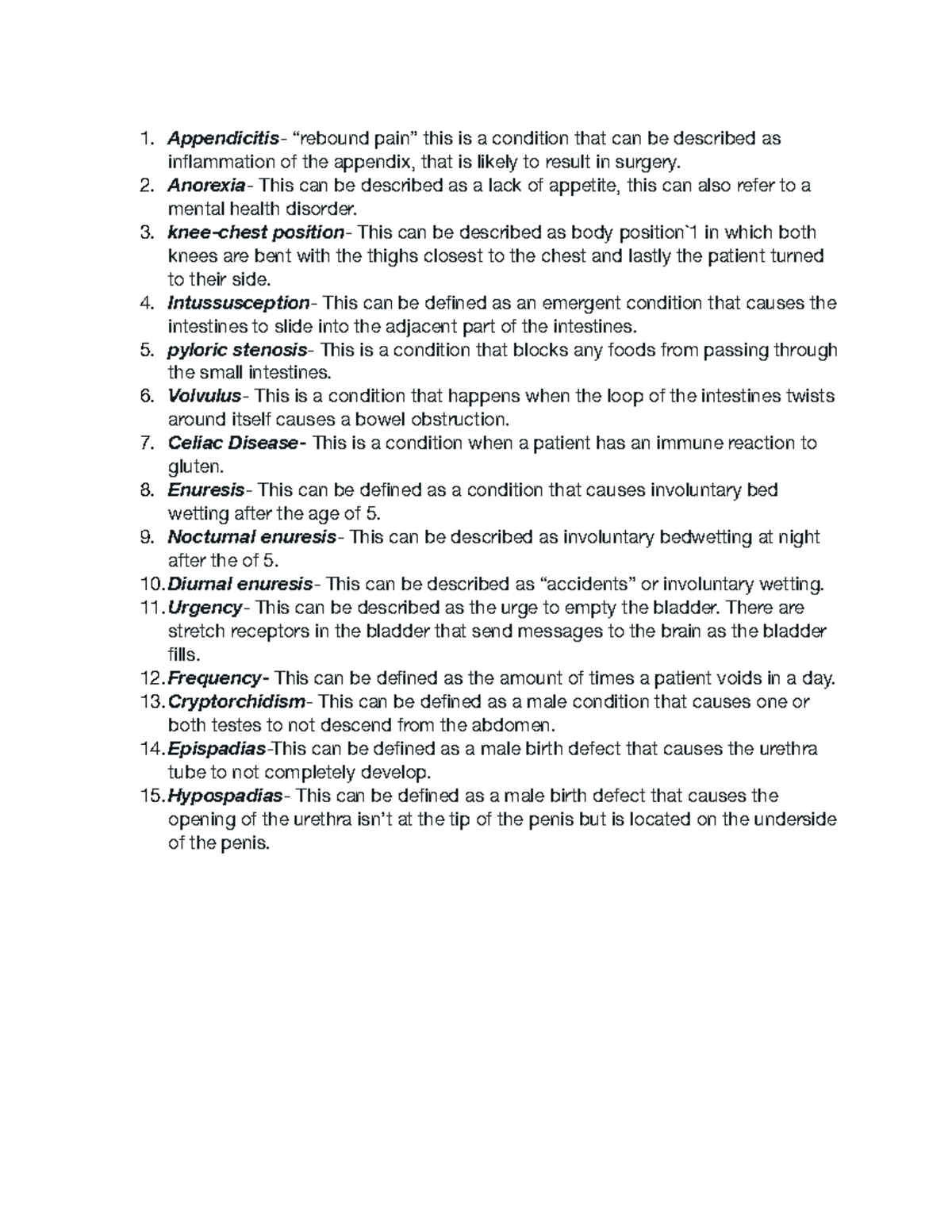 Module 4 - lecture notes - Appendicitis- “rebound pain” this is a ...