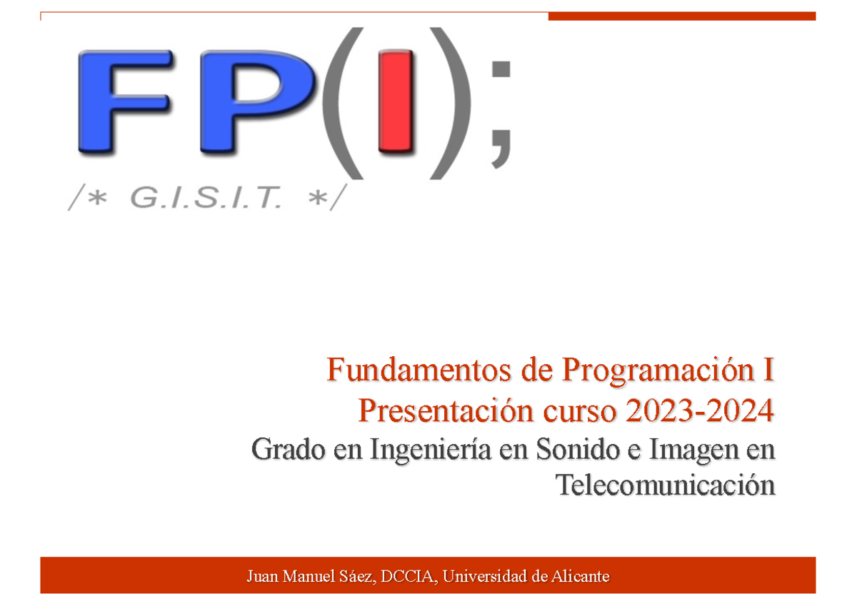 FP1 Gisit Transparencias Presentacion - Presentación curso 2023- 2024 Fundamentos de ...